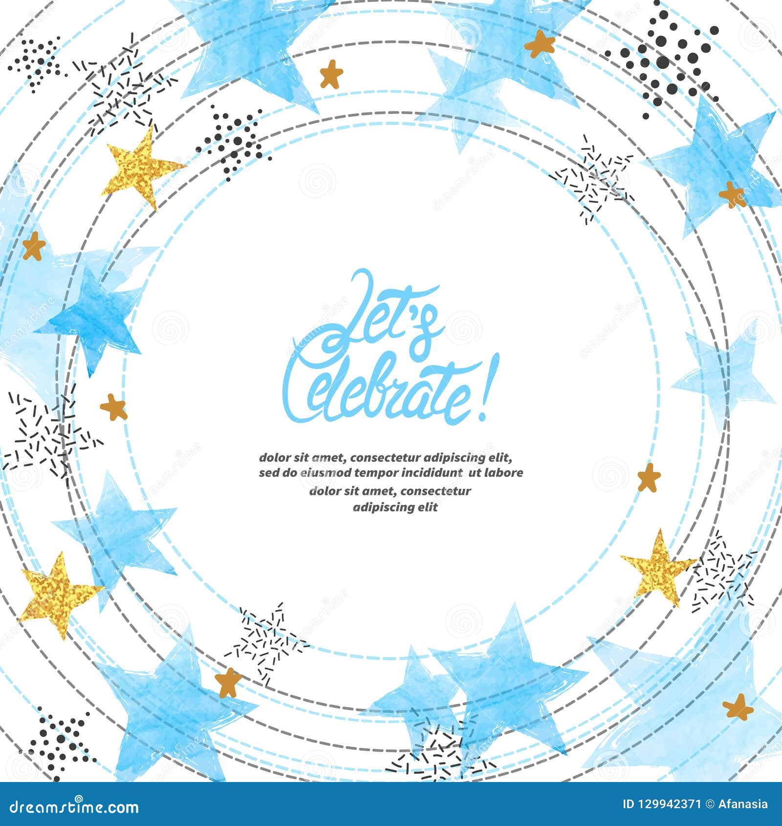 Abstract Circle Vector Celebration Background with Blue Watercolor ...