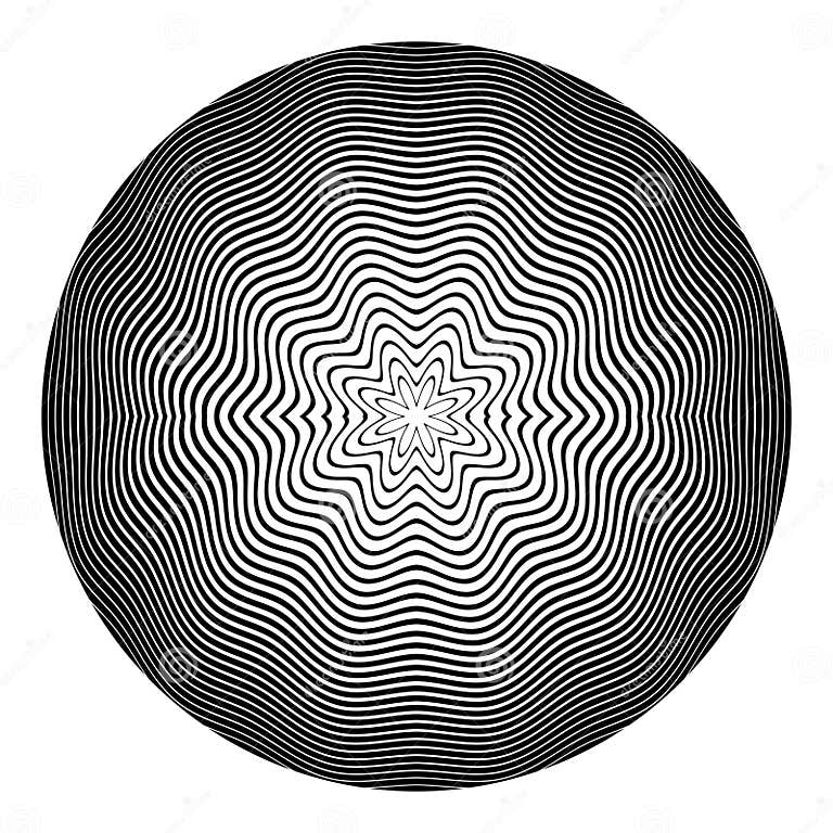 Abstract Circle Wavy Lines Pattern in Spherical Shape. 3D Illusion ...