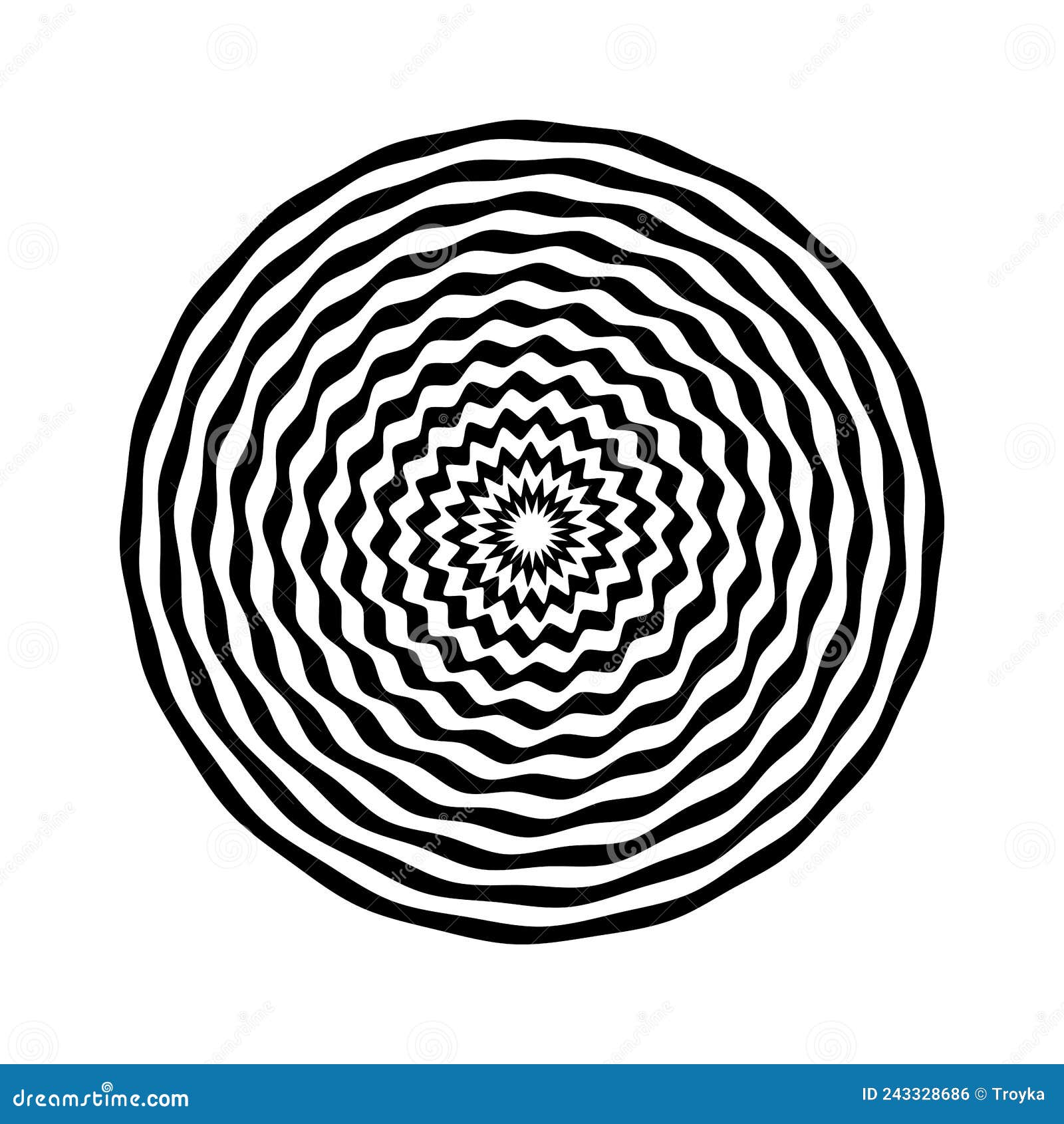 Abstract Circle Wavy Lines Pattern. Whirl Movement Illusion Stock ...