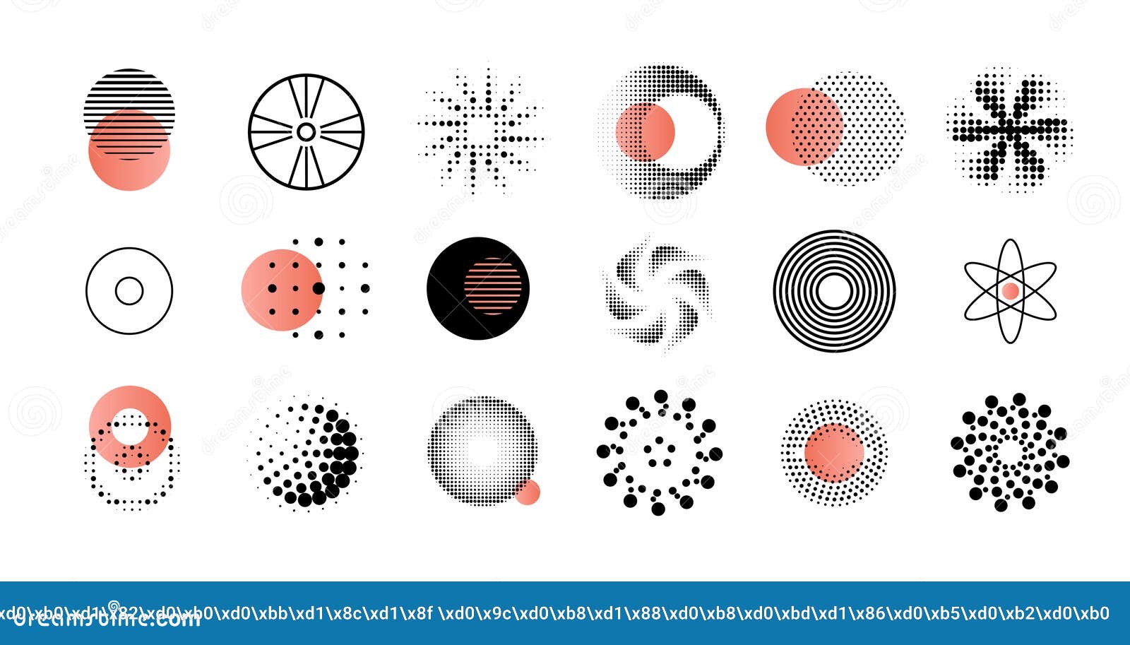 Abstract Circles. Halftone Geometric Design Patterns, Gradation for ...
