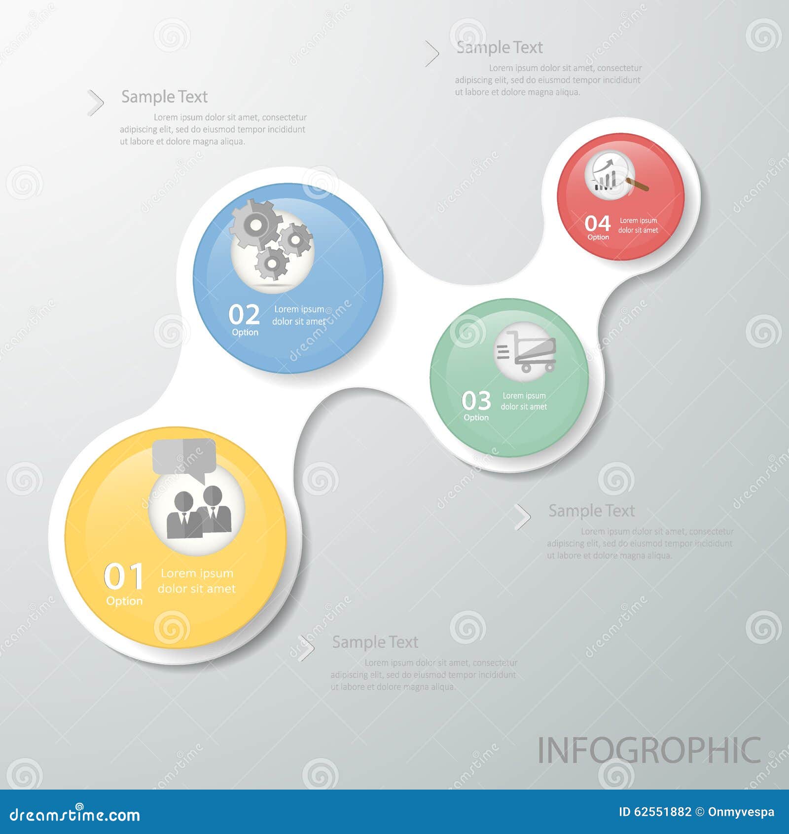 Abstract 4 Circles Infographics For Business Design, Report Stock ...