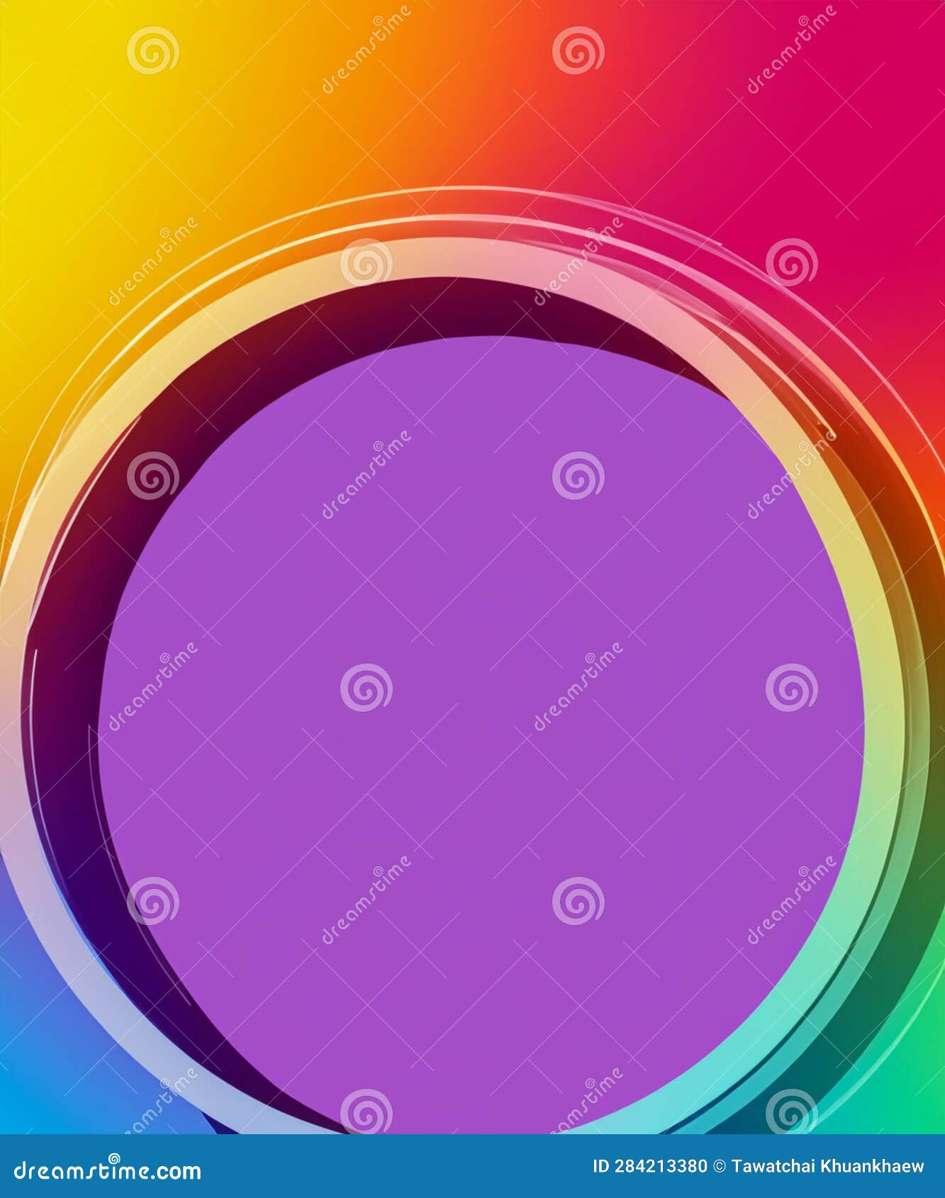 Abstract Circles Lines in Round Frame Colorful Rainbow with Empty Space ...