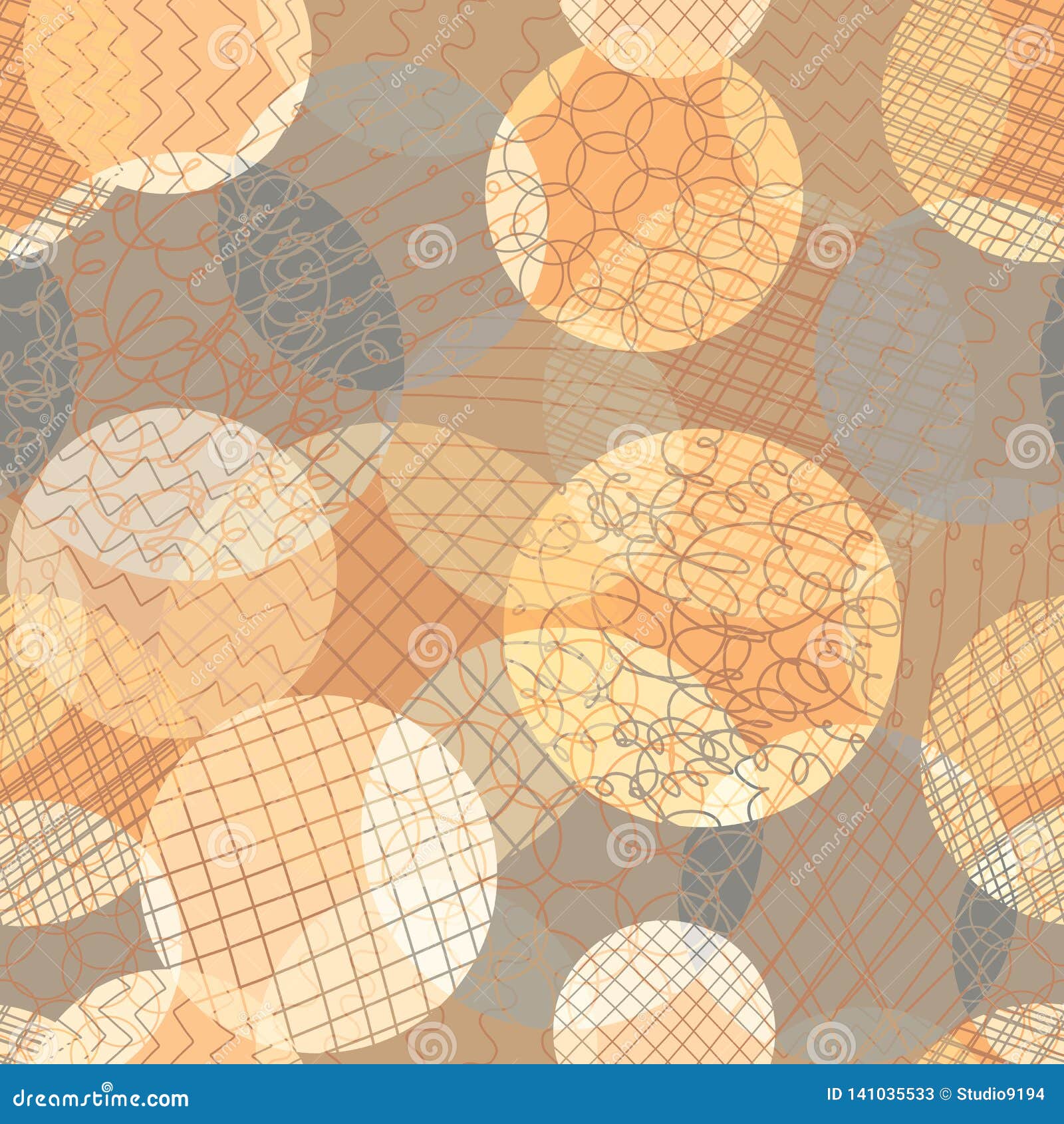 Abstract Circles Seamless Vector Pattern. Layered Dots Different ...