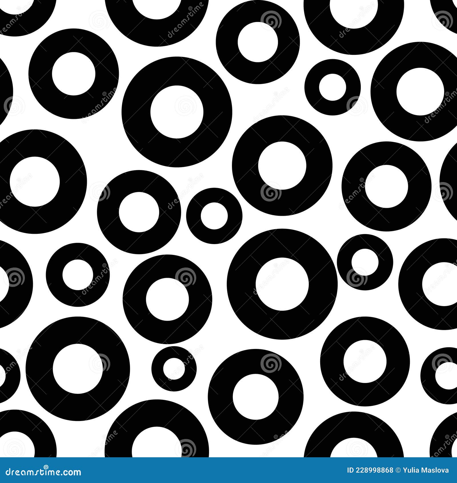 Abstract Circles Texture. Seamless Graphic Pattern. Isolated Black and ...
