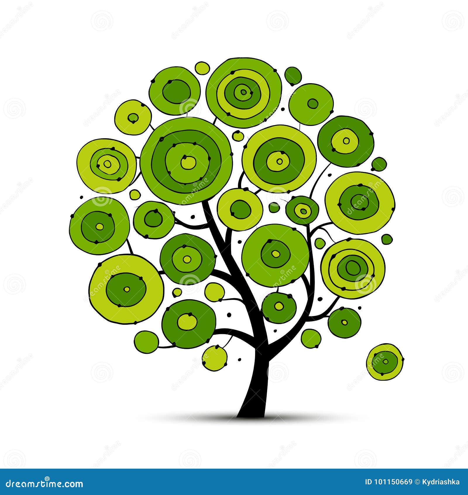 Abstract Circles Tree, Sketch for Your Design Stock Vector ...