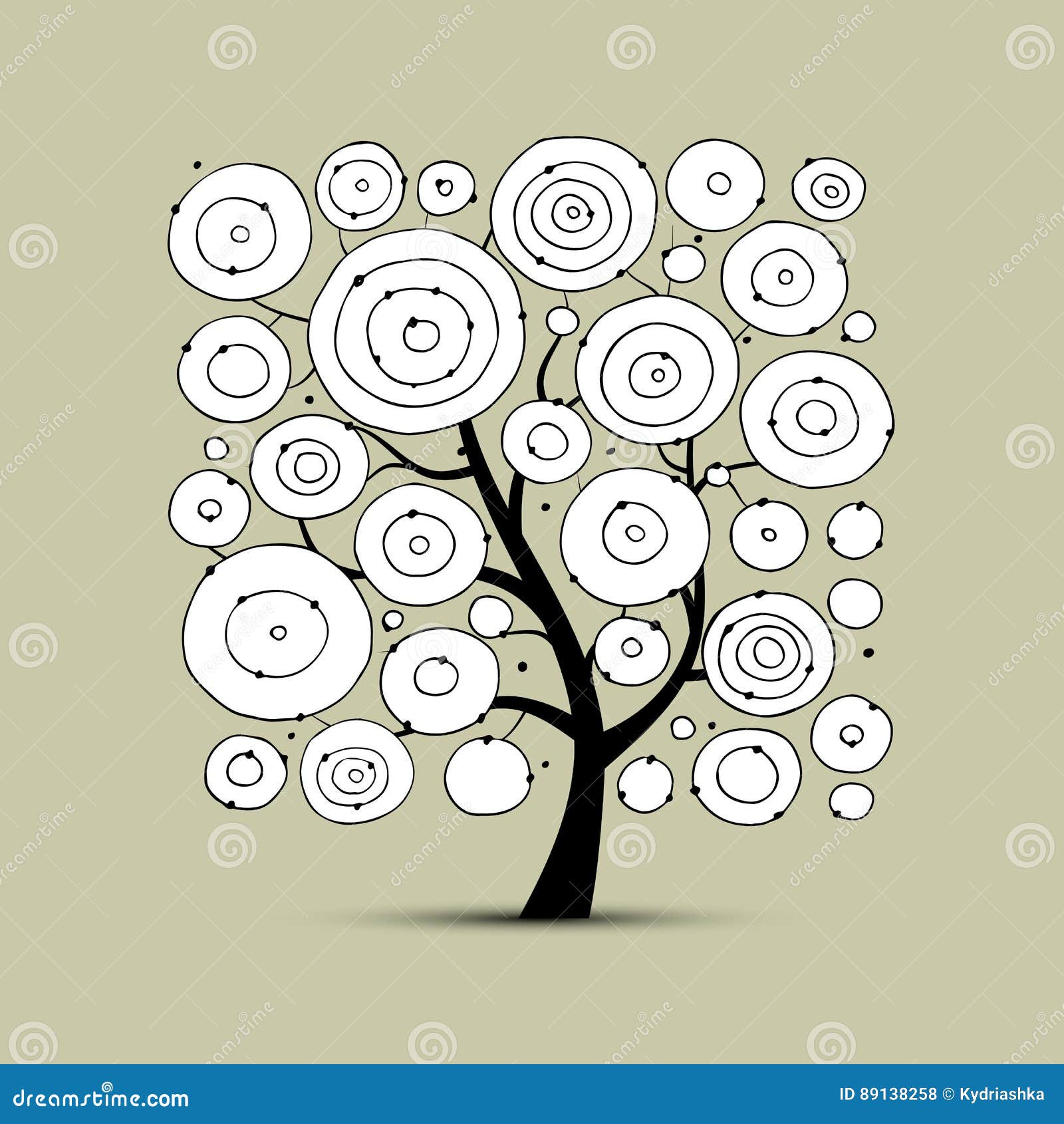 Abstract Circles Tree, Sketch for Your Design Stock Vector ...