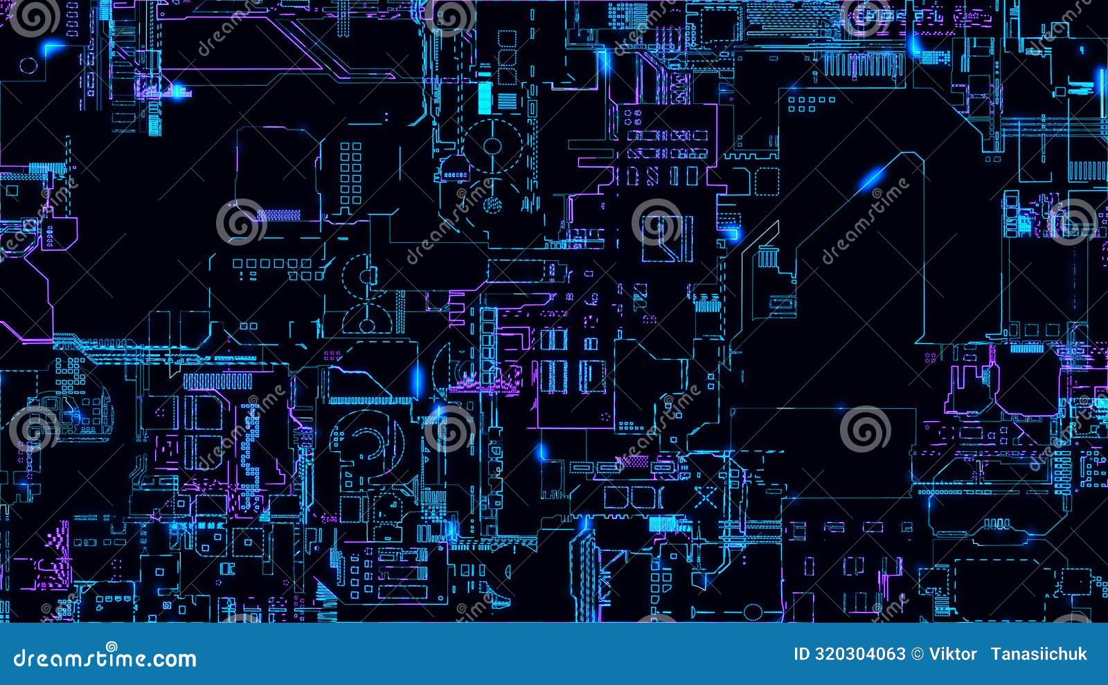 Abstract Circuit Board Background. Computer Parts, Microcircuits on an ...