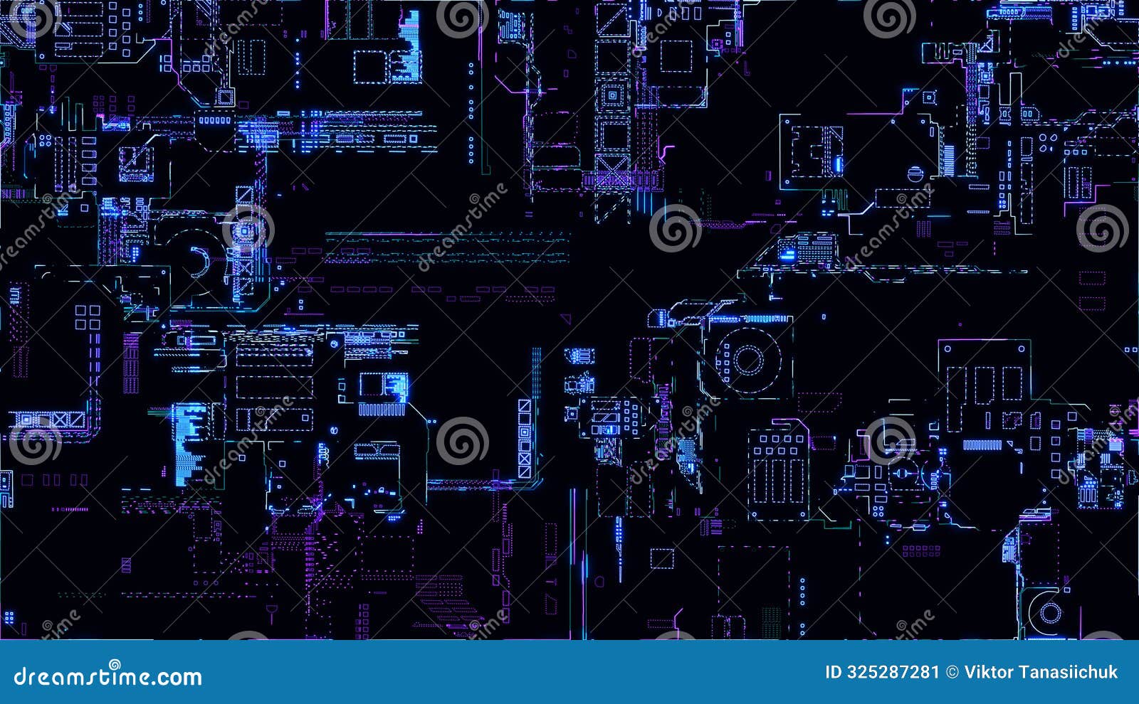 Abstract Circuit Board Background. Computer Parts, Microcircuits on an ...