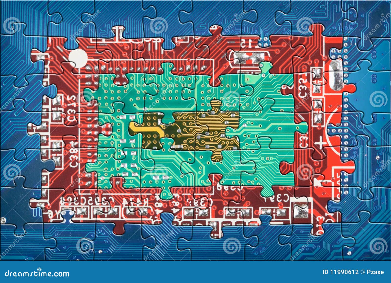 Abstract Circuit Board Puzzle Background Stock Photo - Image of ...