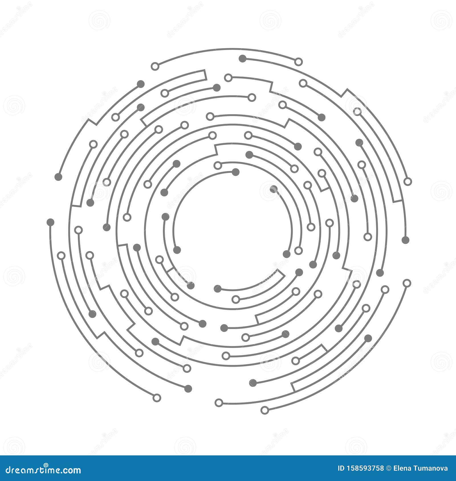 Abstract Circuit Board. Round Shape Consisting of Dots and Lines Stock ...