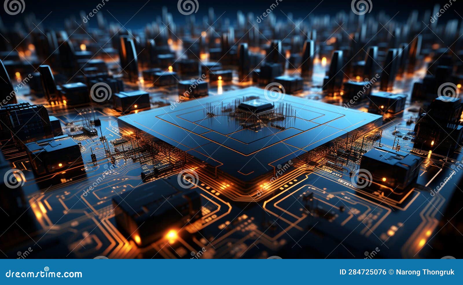 Abstract Circuit Cyberspace Design. Generative Ai Stock Illustration ...