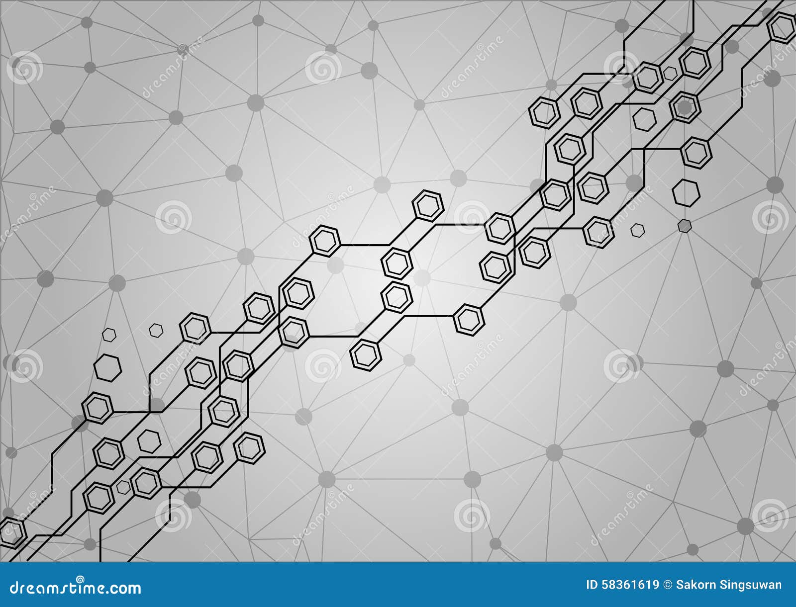 Abstract Circuit Hexagon with Mesh Background. Illustration Vect Stock ...