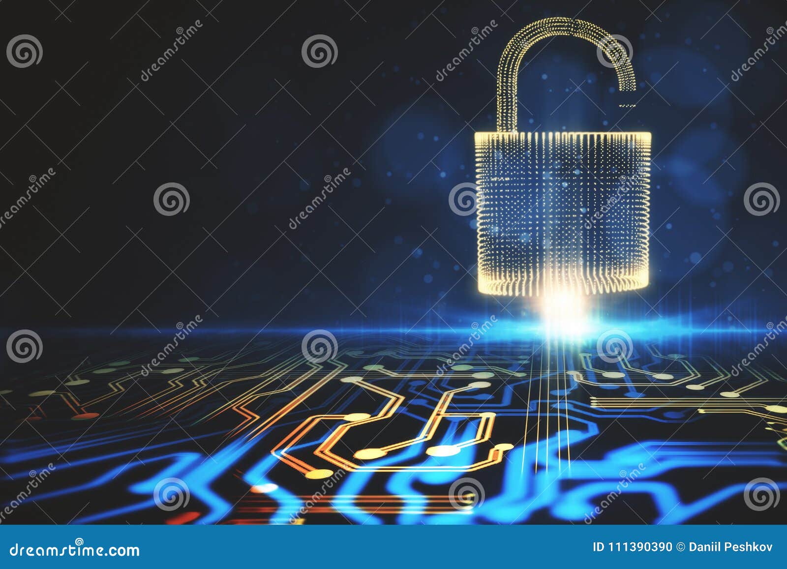 Abstract Circuit Padlock Backdrop Stock Illustration - Illustration of ...