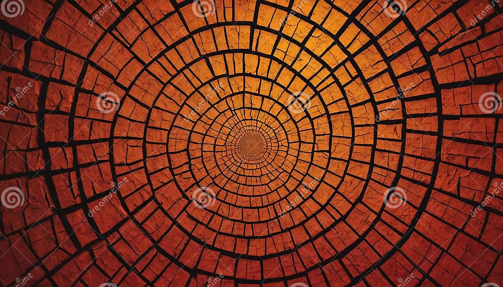Abstract Circular Brick Pattern - Orange and Black Texture Background Stock Illustration ...