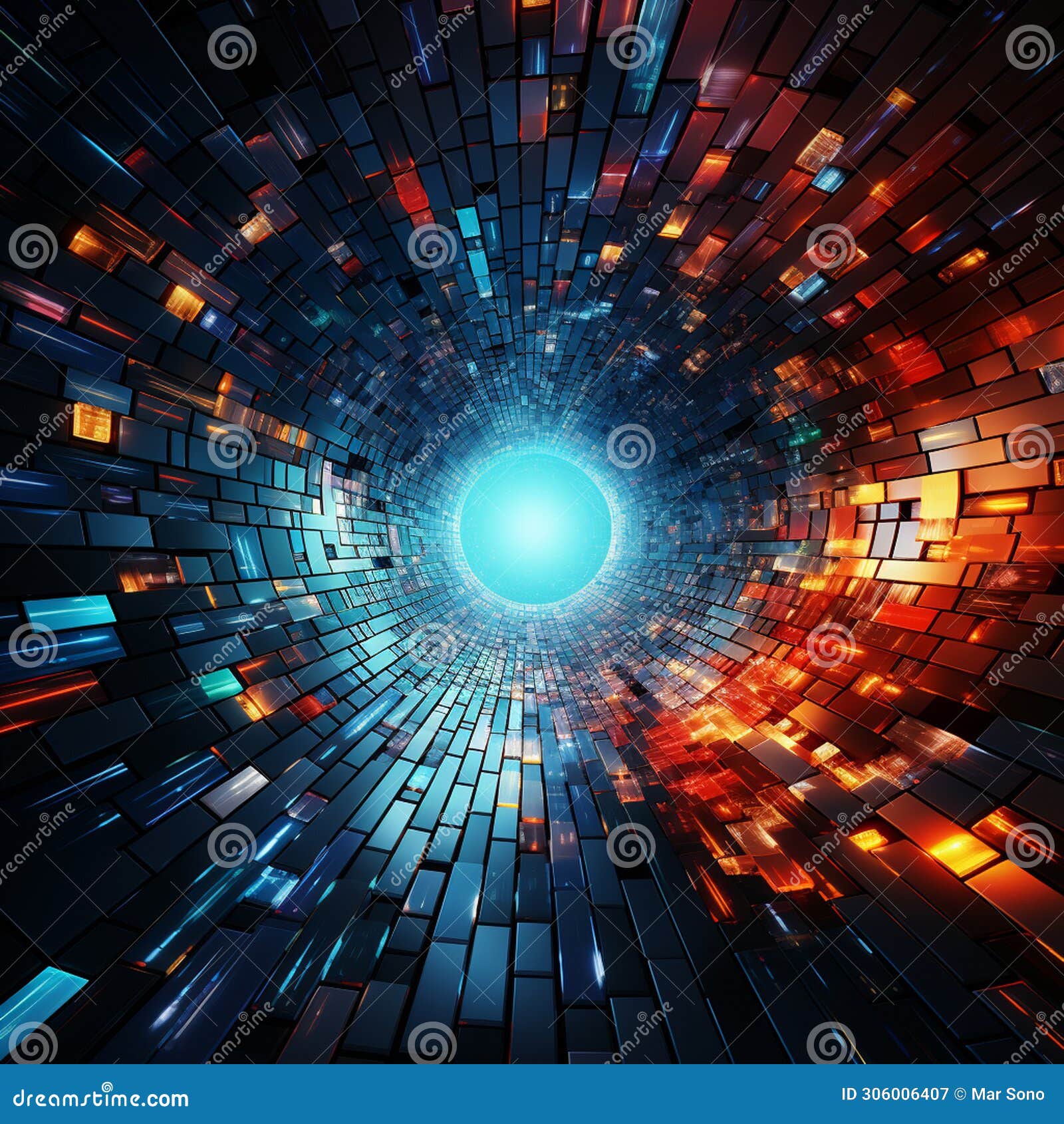 Abstract Circular Data Tunnel Digital Generated Image of Abstract ...