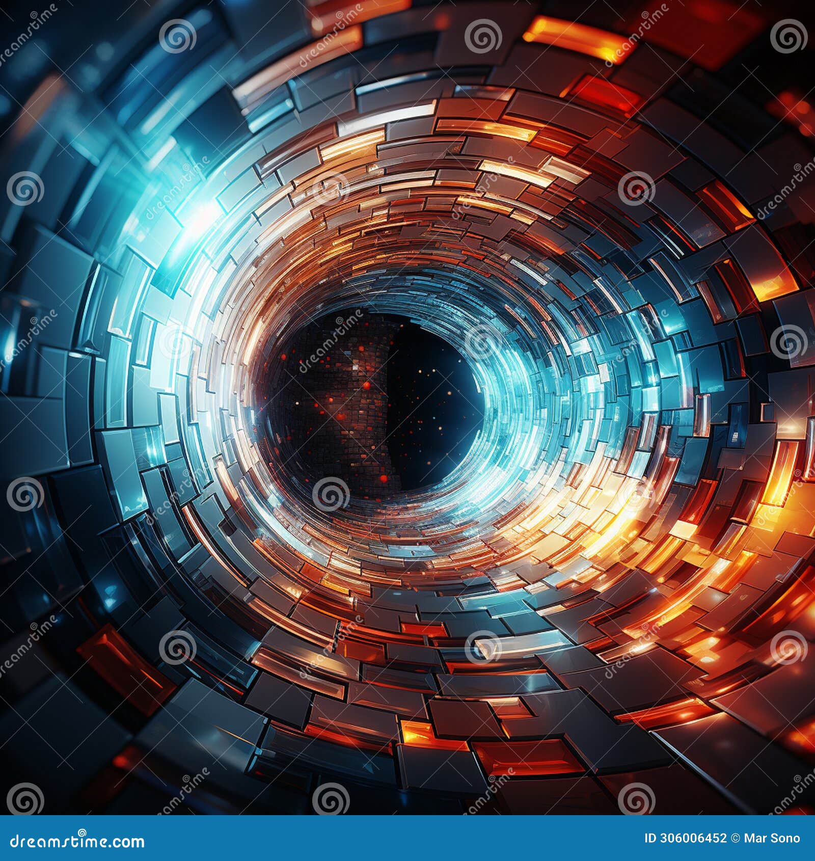 Abstract Circular Data Tunnel Digital Generated Image of Abstract ...