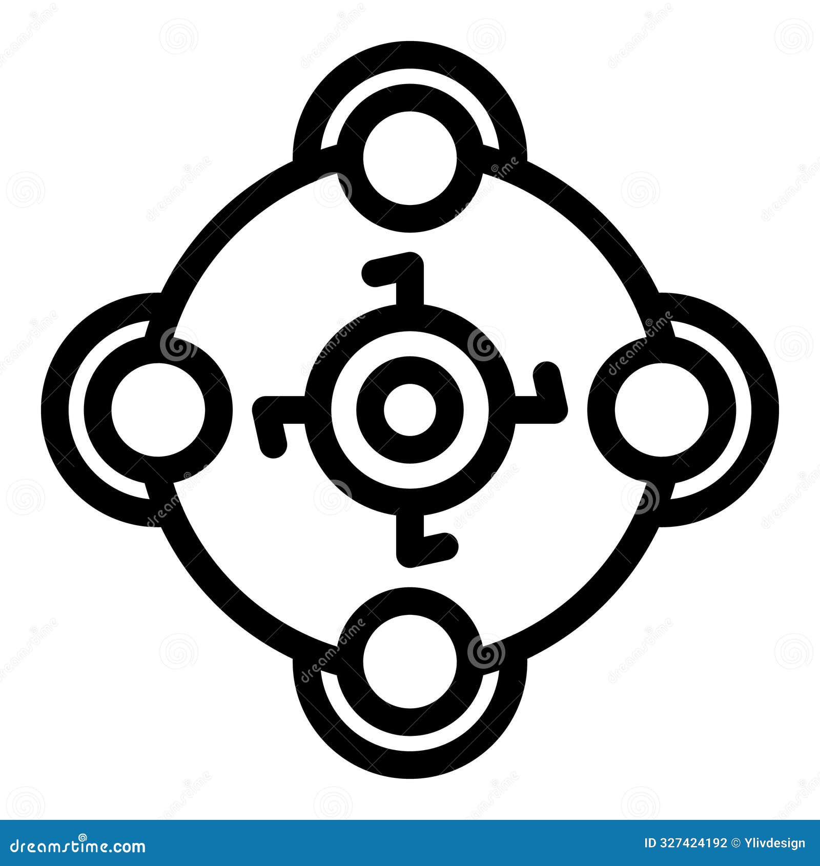 Abstract Circular Element with Connecting Circles and Arrows ...
