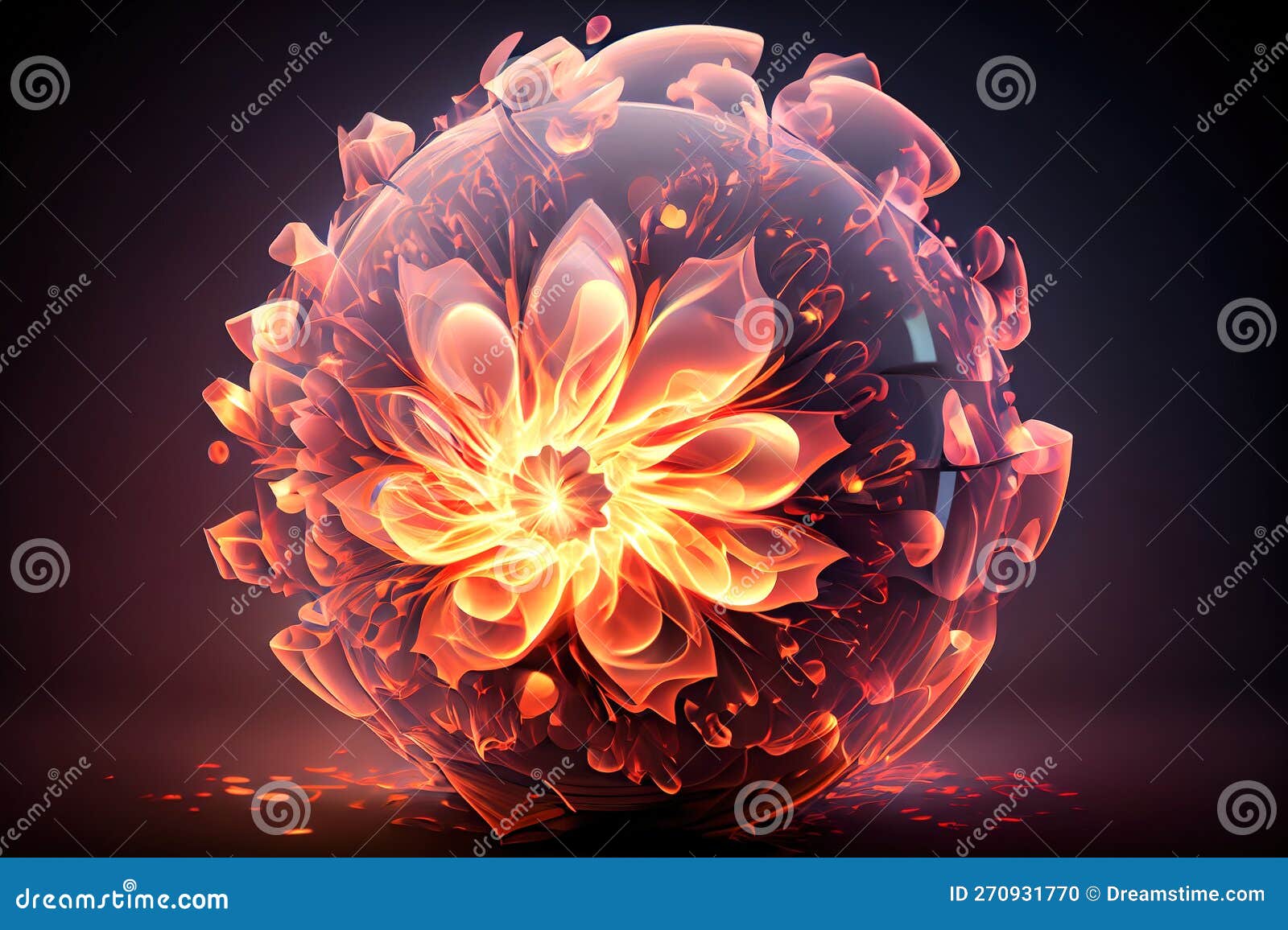 Abstract Circular Flame Drawn in 3D Illustration. Generative AI Stock ...