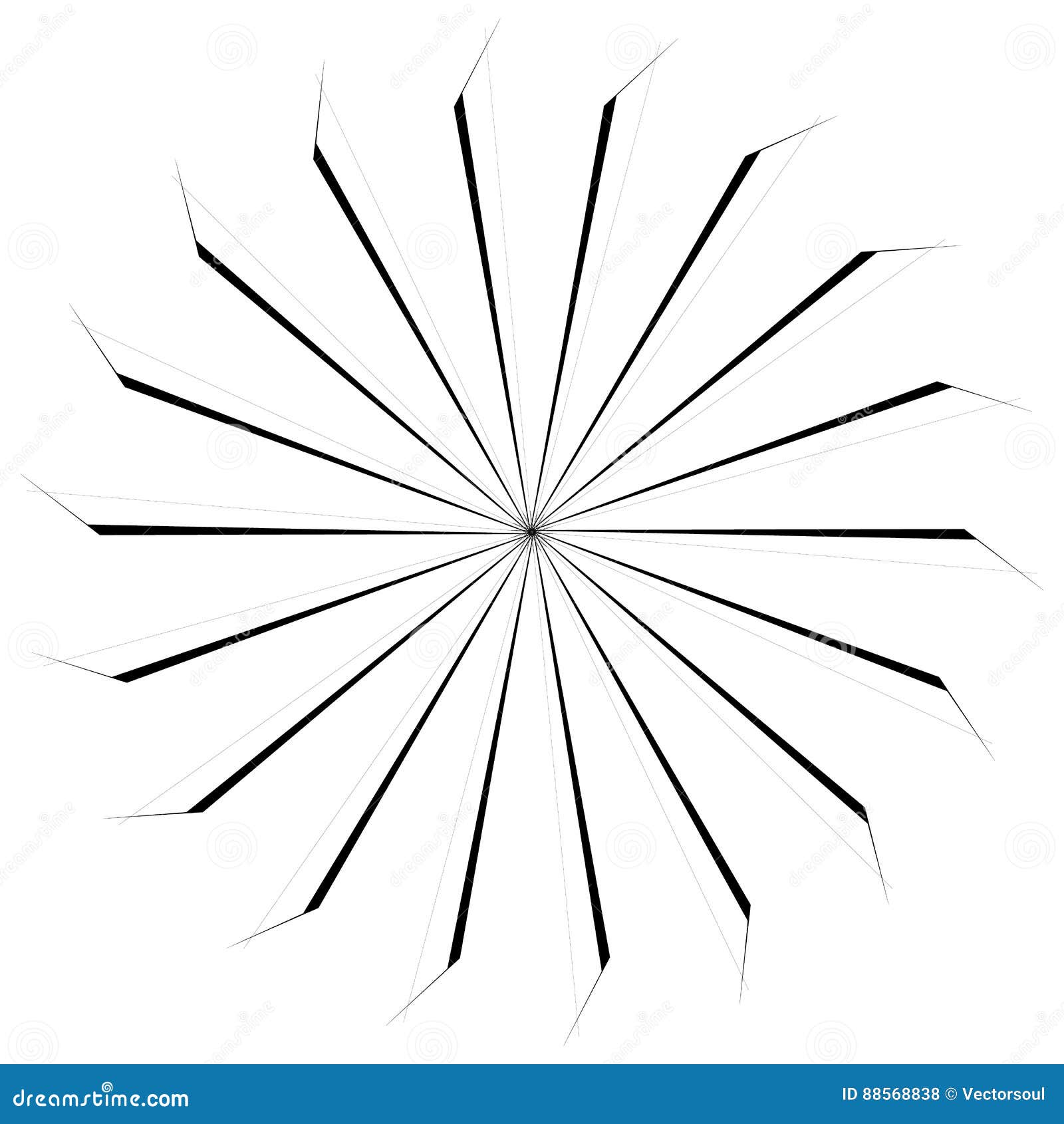 Abstract Circular Geometric Element with Radial Lines. Distorted ...