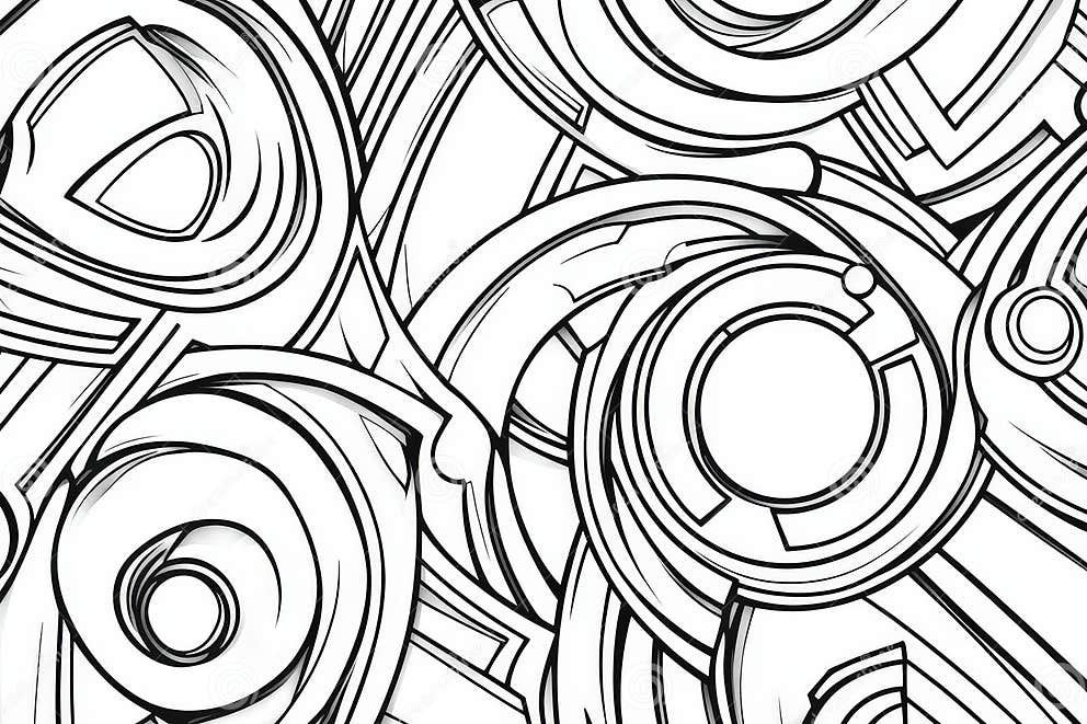 Abstract Circular Line Art Design with Overlapping Patterns and Depth ...