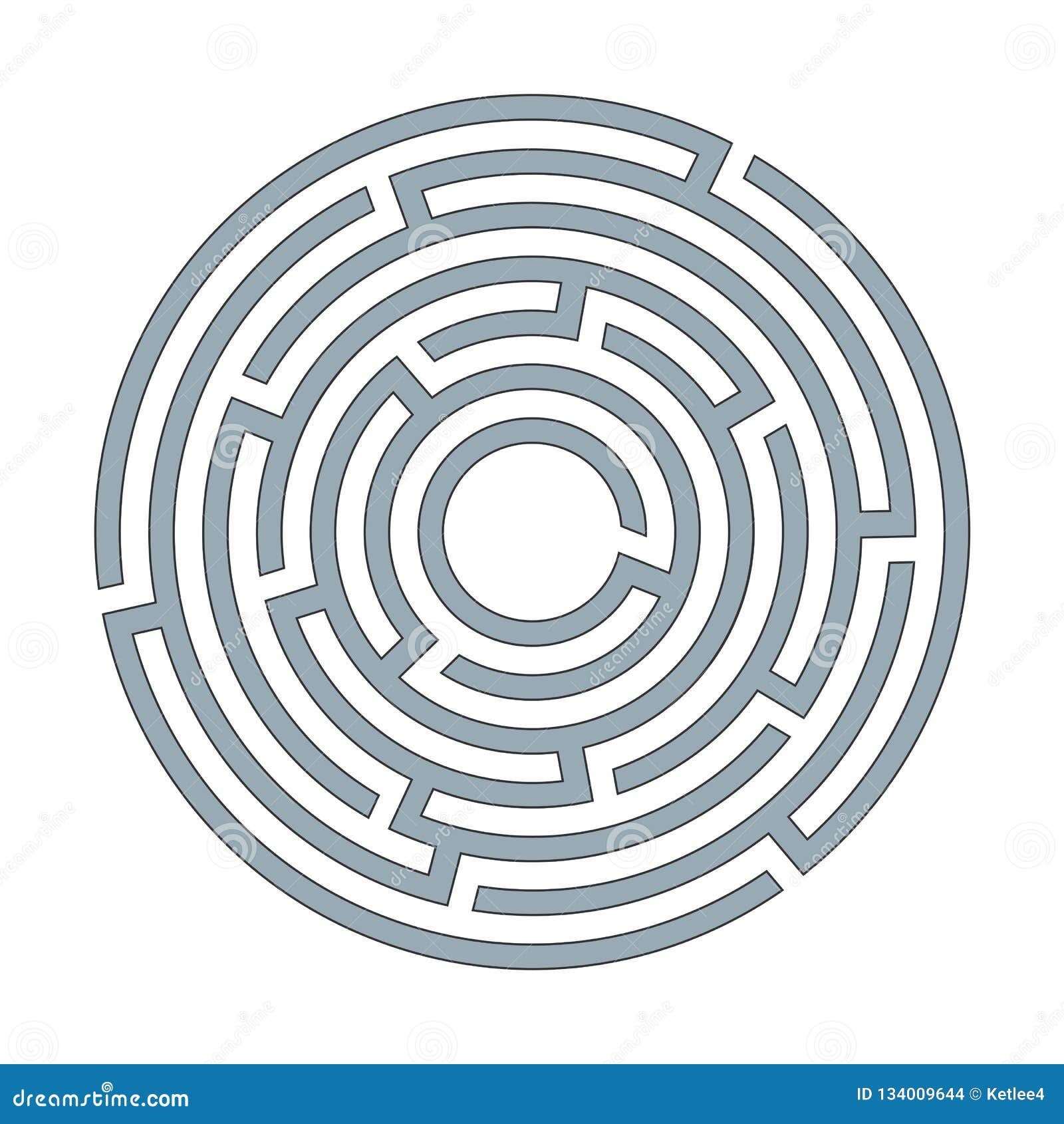 Abstract Circular Maze Labyrinth with an Entry and an Exit a Flat ...