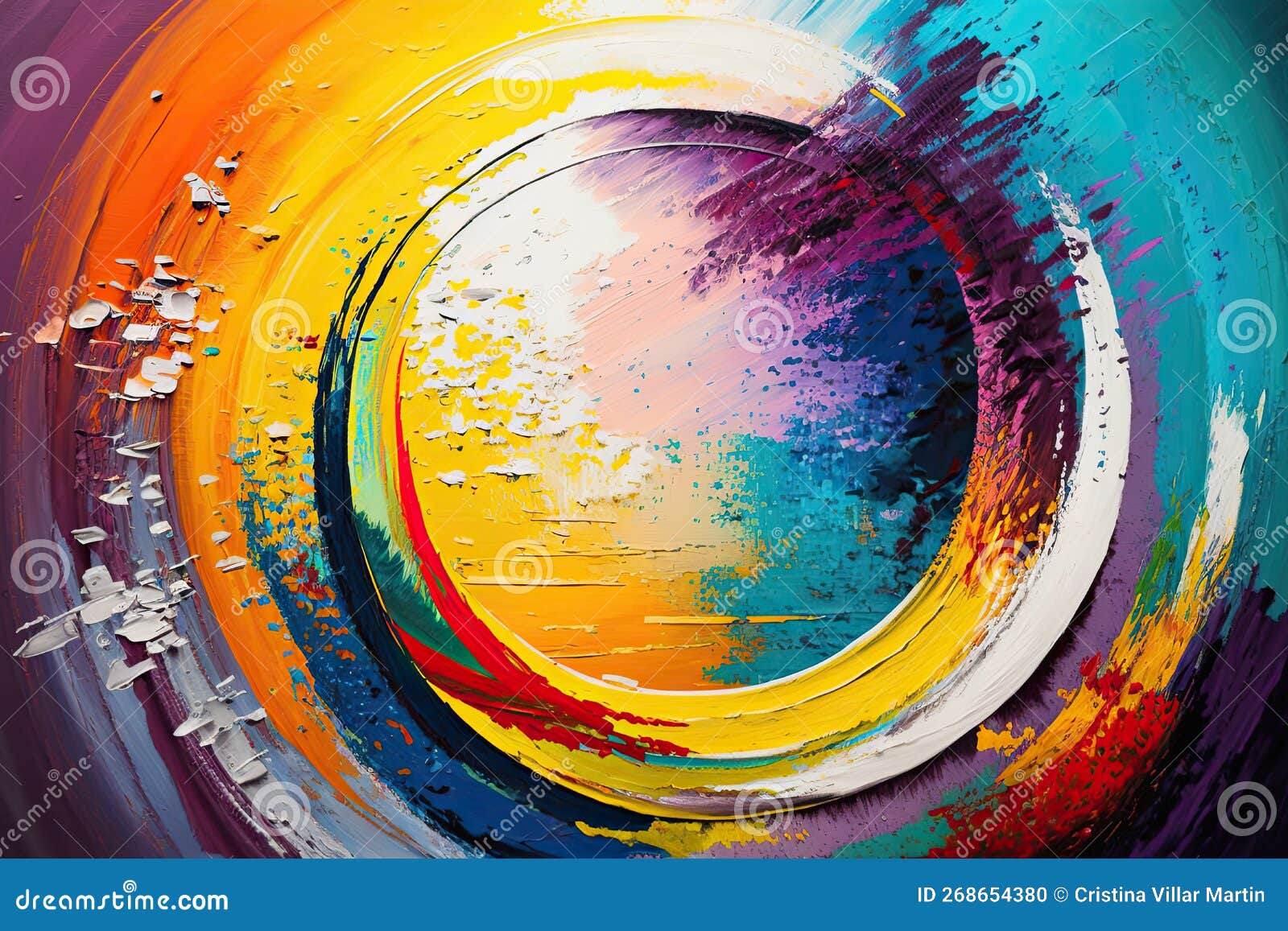 Abstract Circular Oil Painting Made with Generative AI. Stock Photo ...