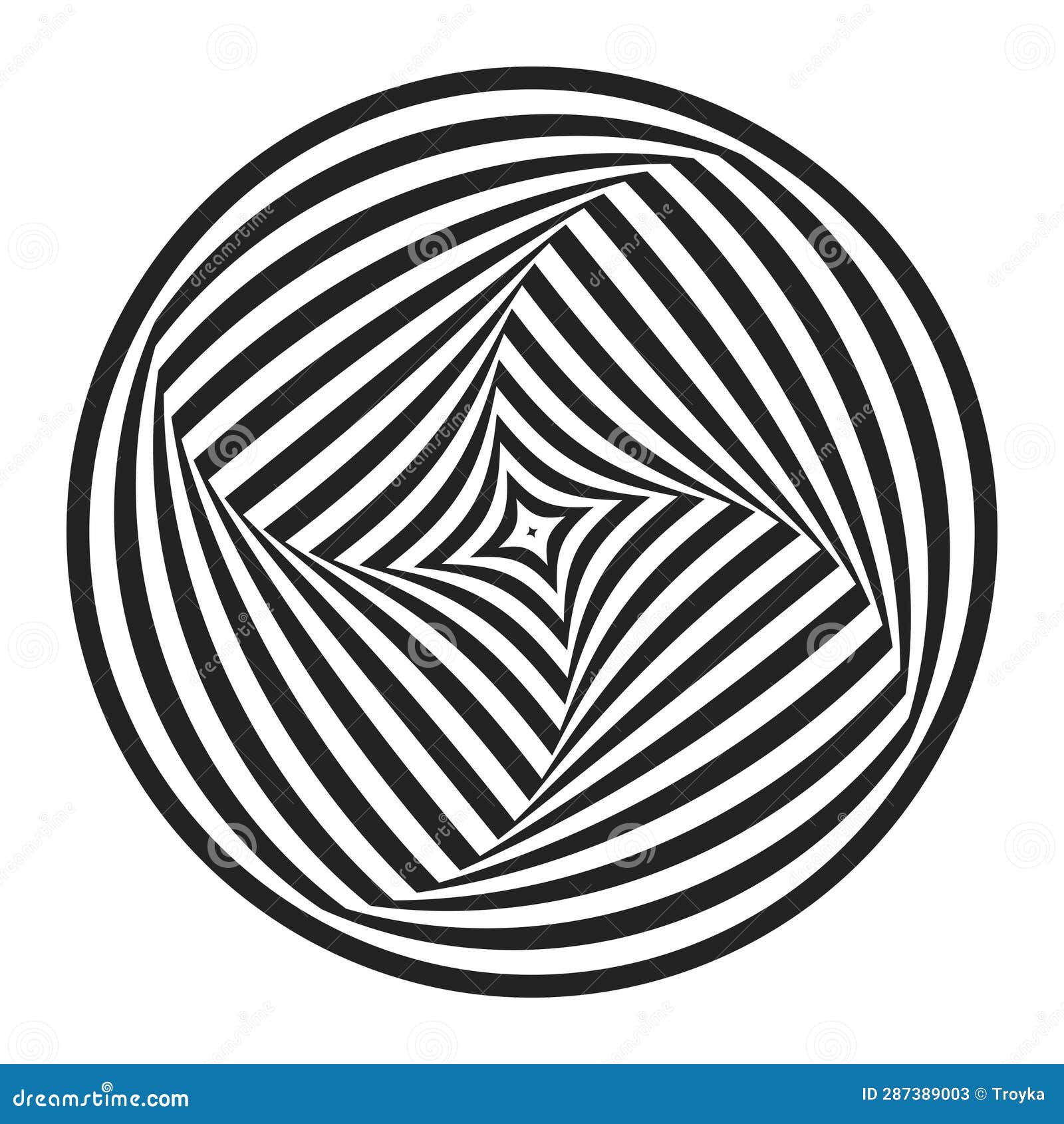 Abstract Circular Op Art Lines Pattern with Rotation Torsion Illusion ...