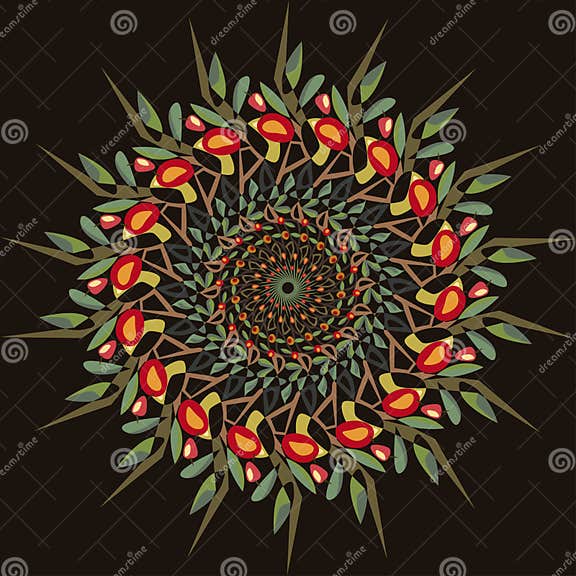 Abstract Circular Pattern Apple-tree Stock Vector - Illustration of ...