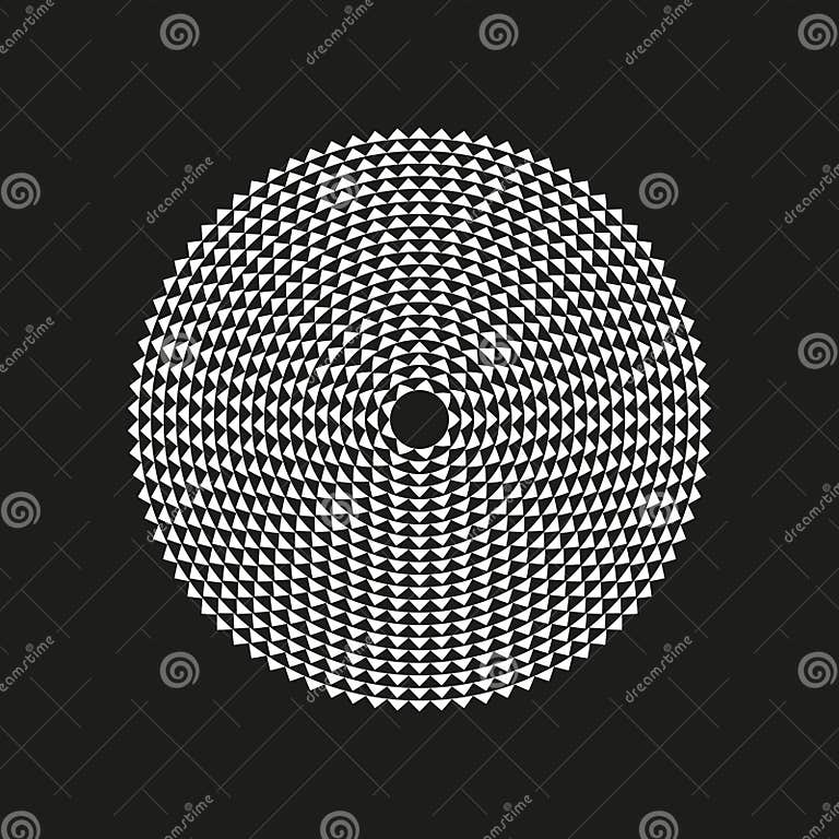 Abstract Circular Pattern. Black Background. White Triangle Shapes ...