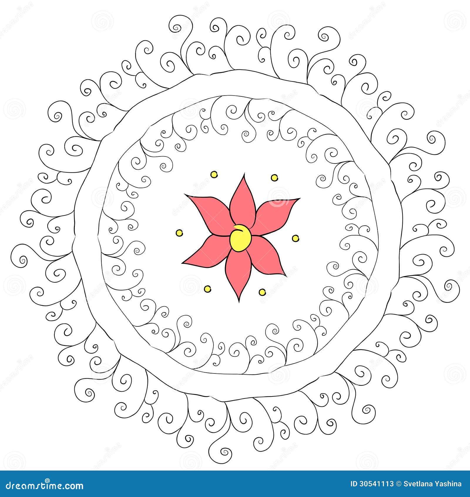 Abstract Circular Pattern with Flower Stock Illustration - Illustration ...