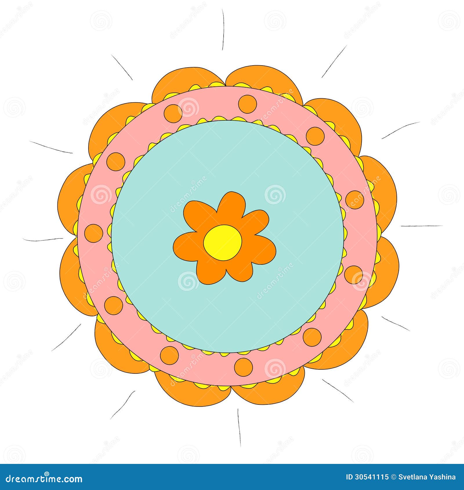 Abstract Circular Pattern with Flower Stock Illustration - Illustration of elegance, ornate ...