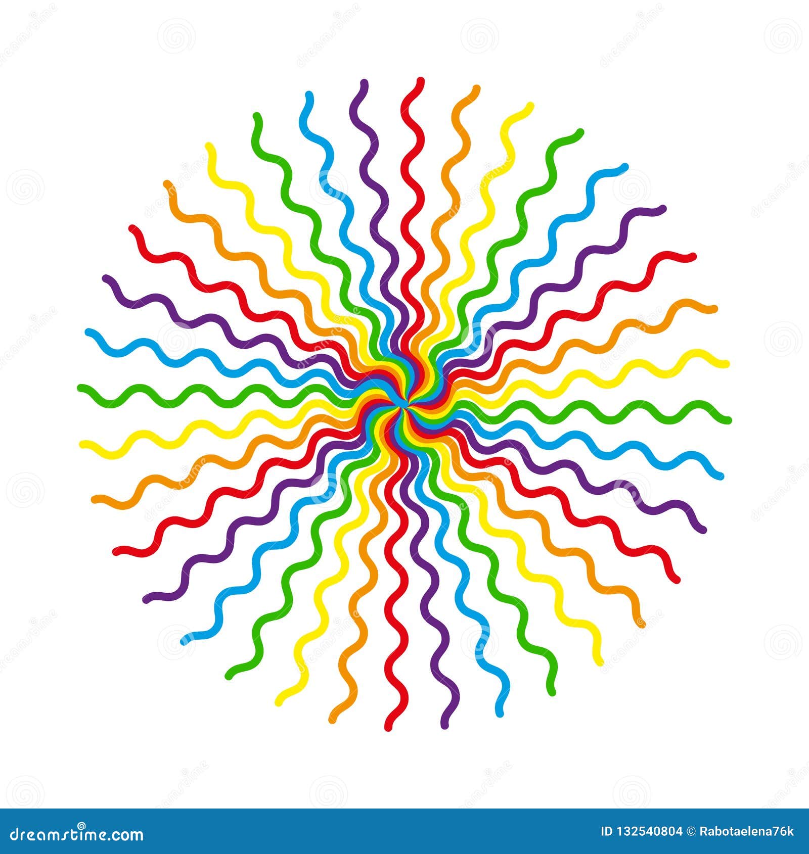 Abstract Circular Pattern of Multicolored Wavy Line Stock Vector ...