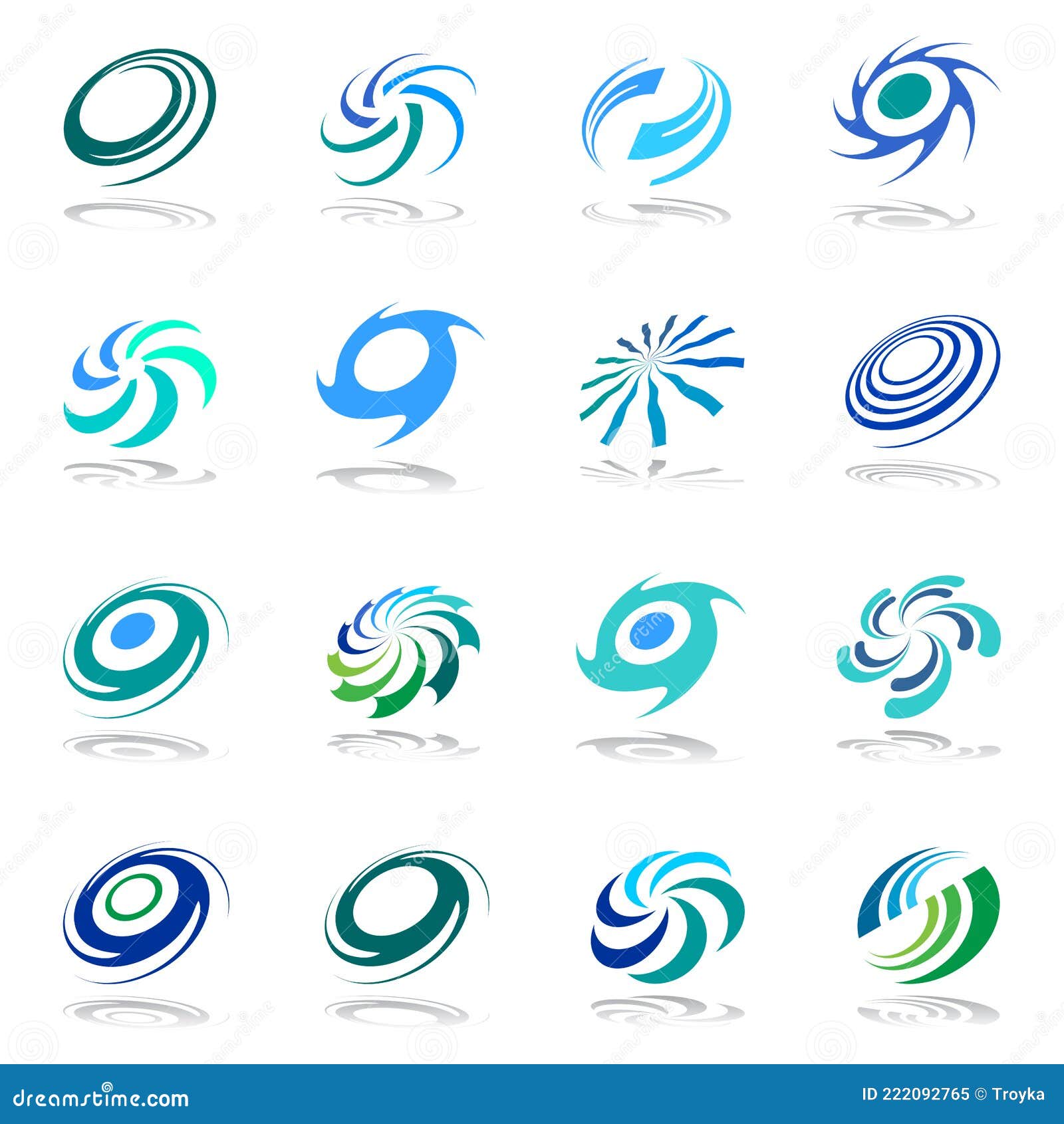Abstract Circular Rotation and Spiral Icons. Design Elements Set Stock ...