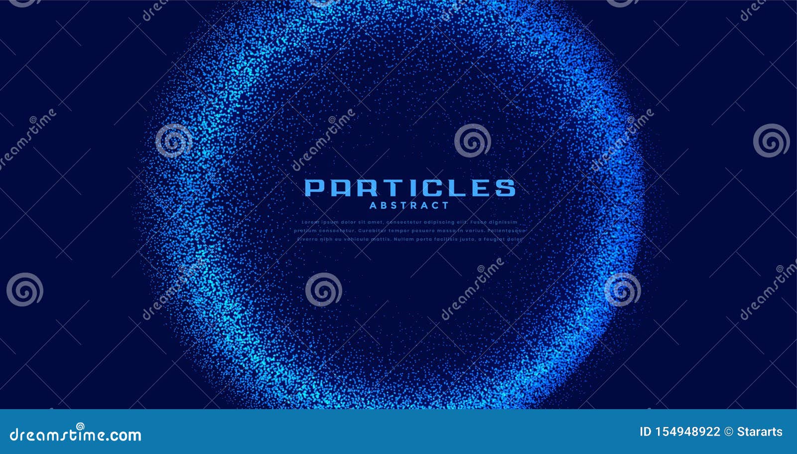 Abstract Circular Techno Particles Blue Background Stock Vector ...