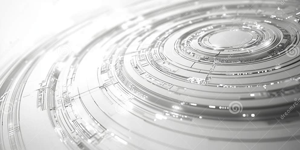 Abstract Circular Technology Pattern with Digital Circuits on White ...