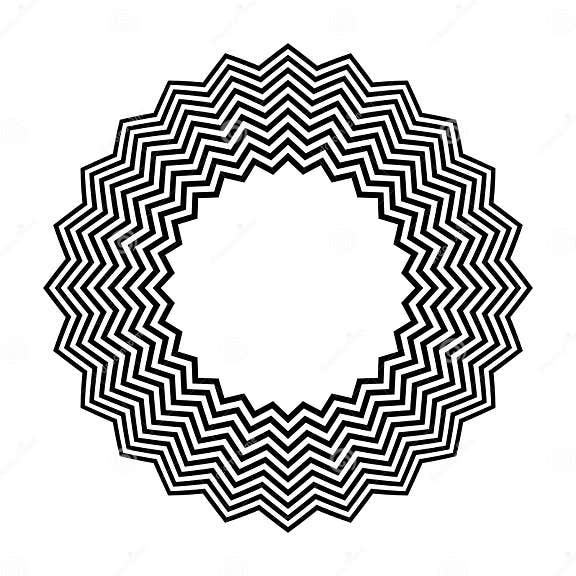 Abstract Circular Zig Zag Lines Pattern for Decorative Round Frame Stock Illustration ...