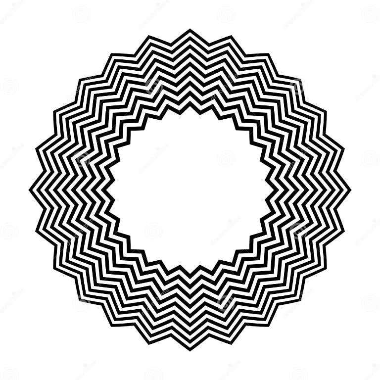 Abstract Circular Zig Zag Lines Pattern for Decorative Round Frame ...