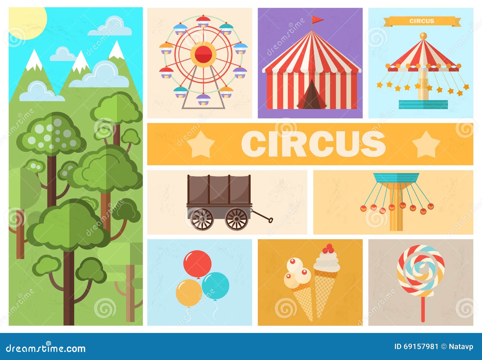 Abstract circus card . stock vector. Illustration of park - 69157981