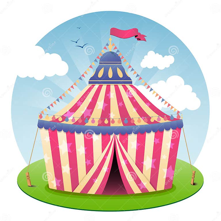 Abstract Circus Tent and Sky with Clouds on White Background Stock ...