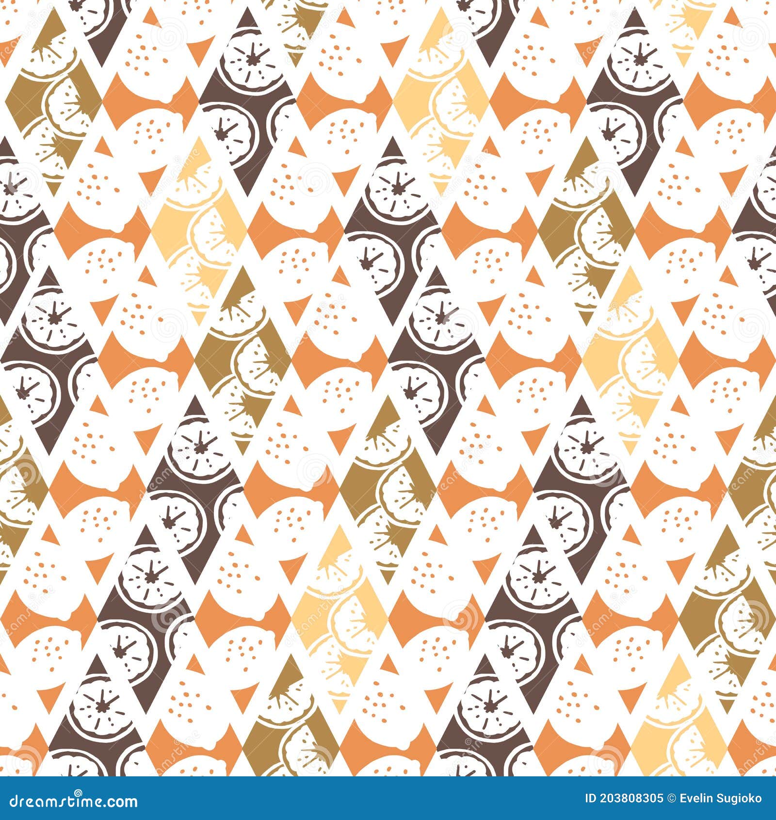 Abstract Citrus Diamond Vector Art Seamless Pattern Stock Vector ...