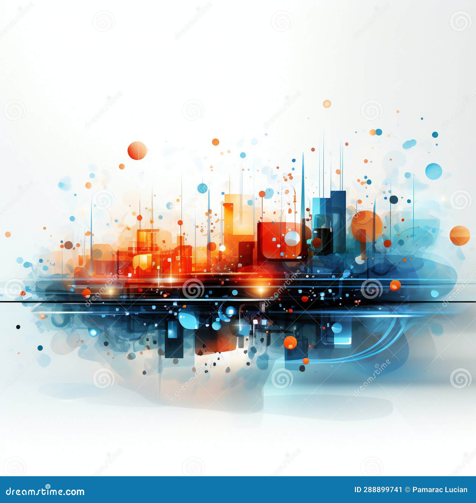 Abstract City Background with Skyscrapers and Lights. Vector ...