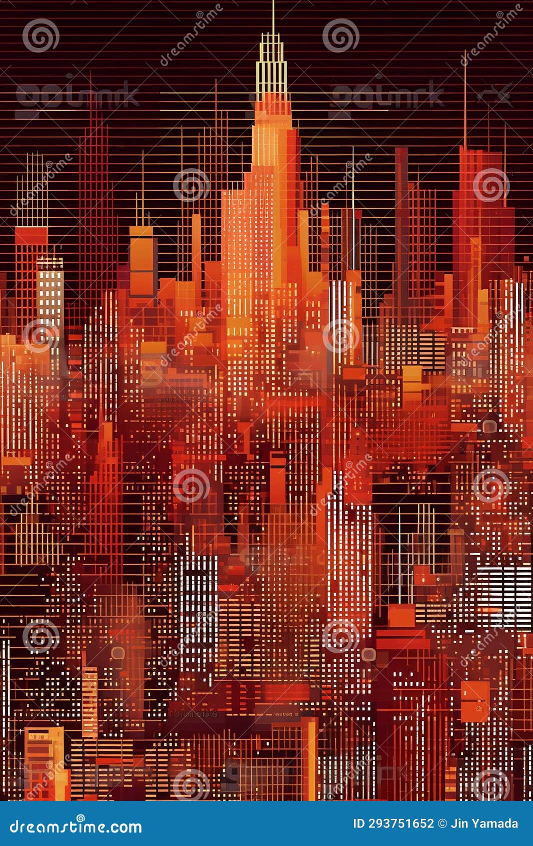 Abstract City Background with Skyscrapers and Lights. Vector ...