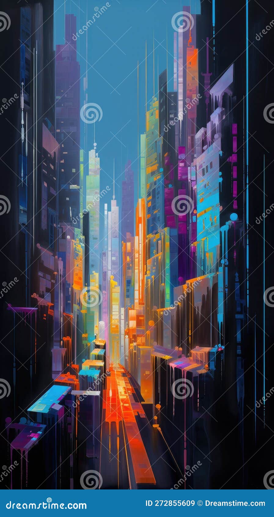 Abstract City Impressions at Night Stock Illustration - Illustration of ...