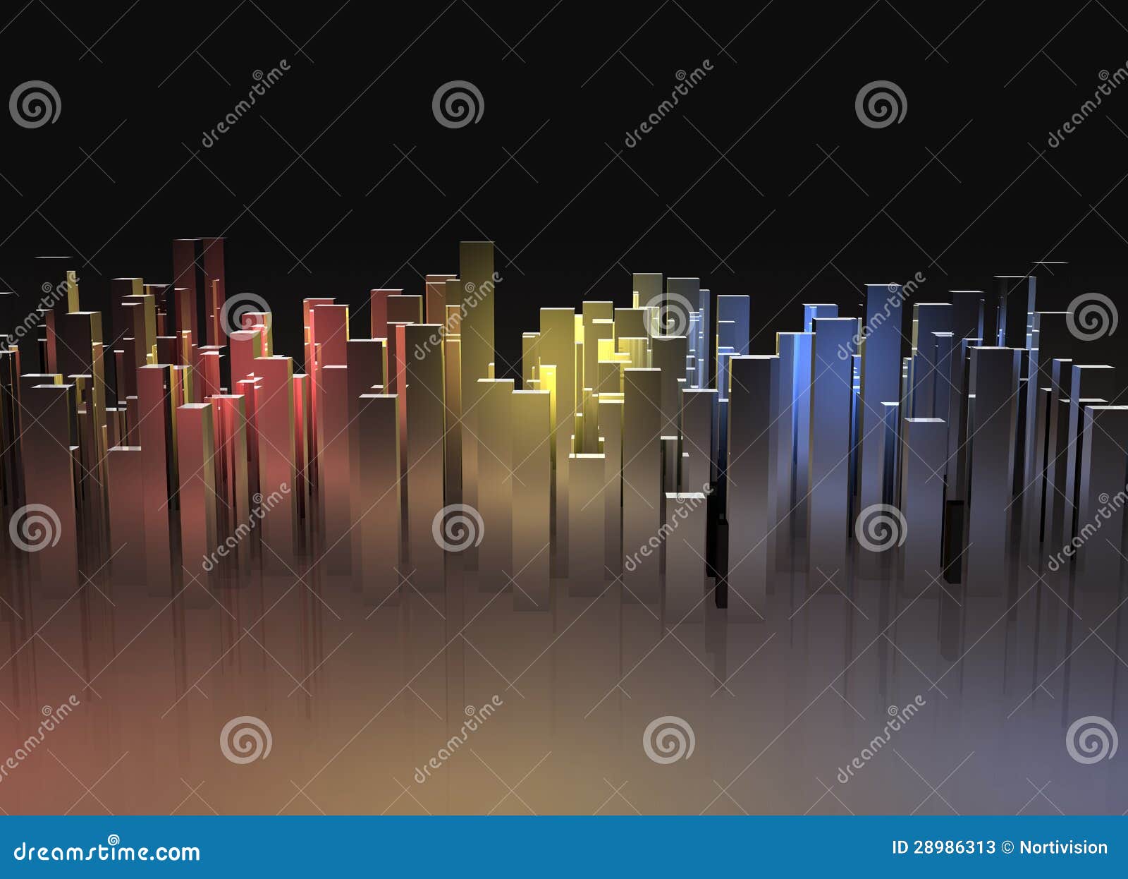 Abstract City Lights with Reflection Stock Illustration - Illustration ...