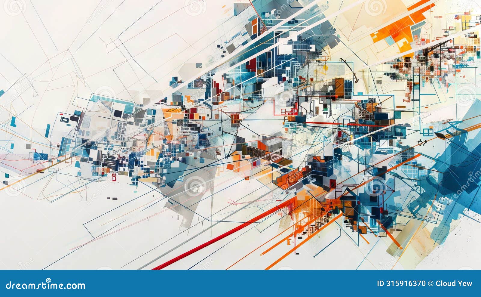 Abstract City Map Artwork with Clean Lines and Sharp Angles Against ...