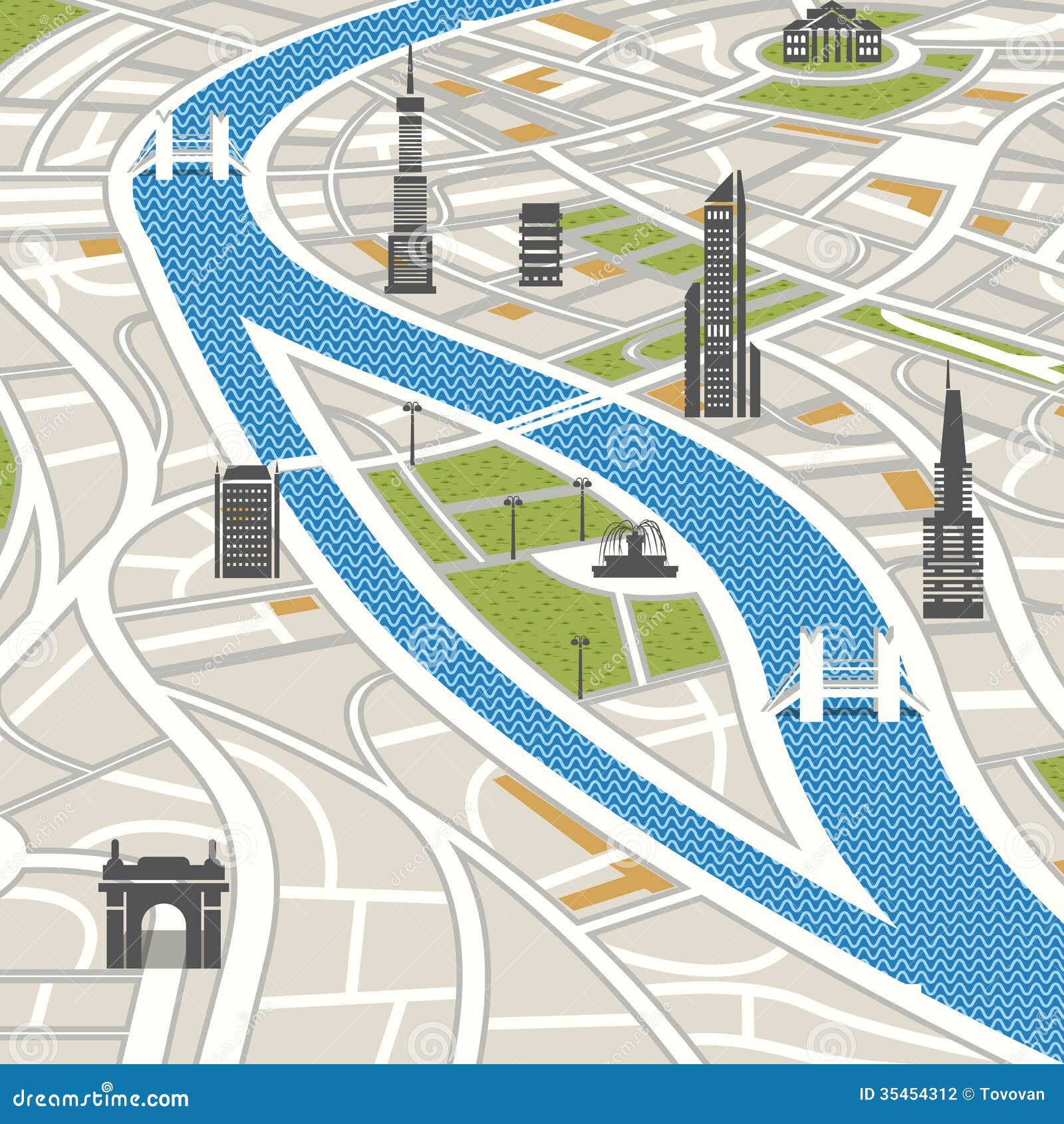 Abstract City Map with Buildings Stock Vector - Illustration of ...