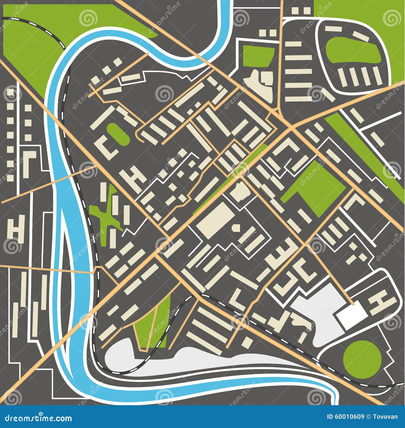 Abstract City Map Flat Design Illustration Stock Vector - Illustration ...