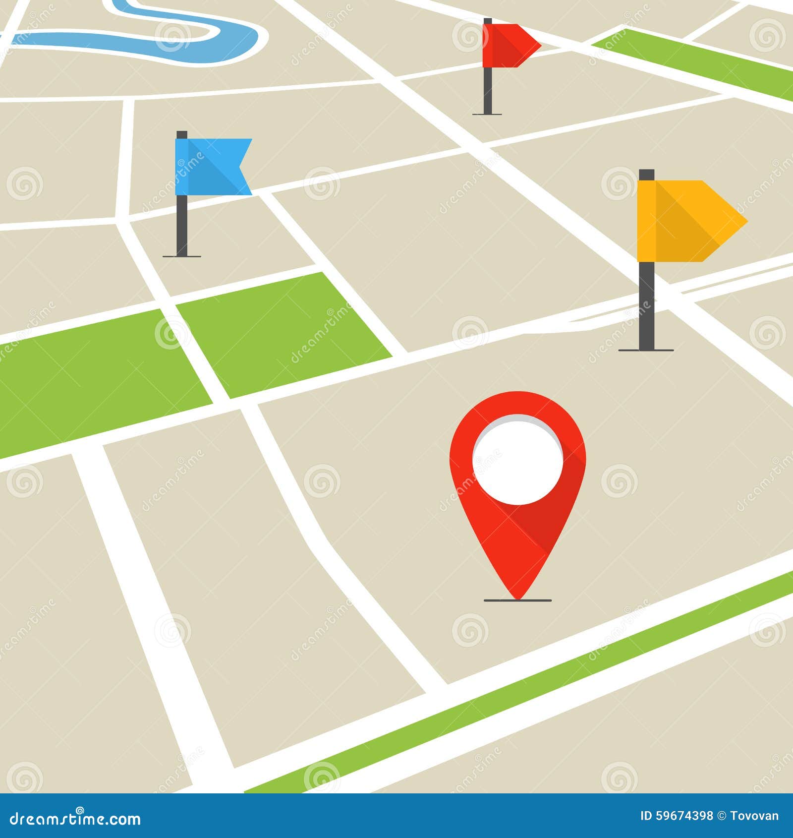 Abstract City Map in Perspective Stock Vector - Illustration of point ...