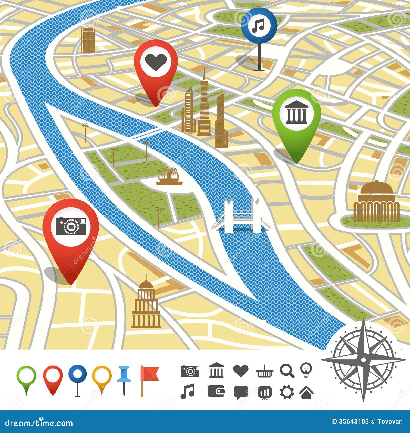 Abstract city map stock vector. Illustration of downtown - 35643103