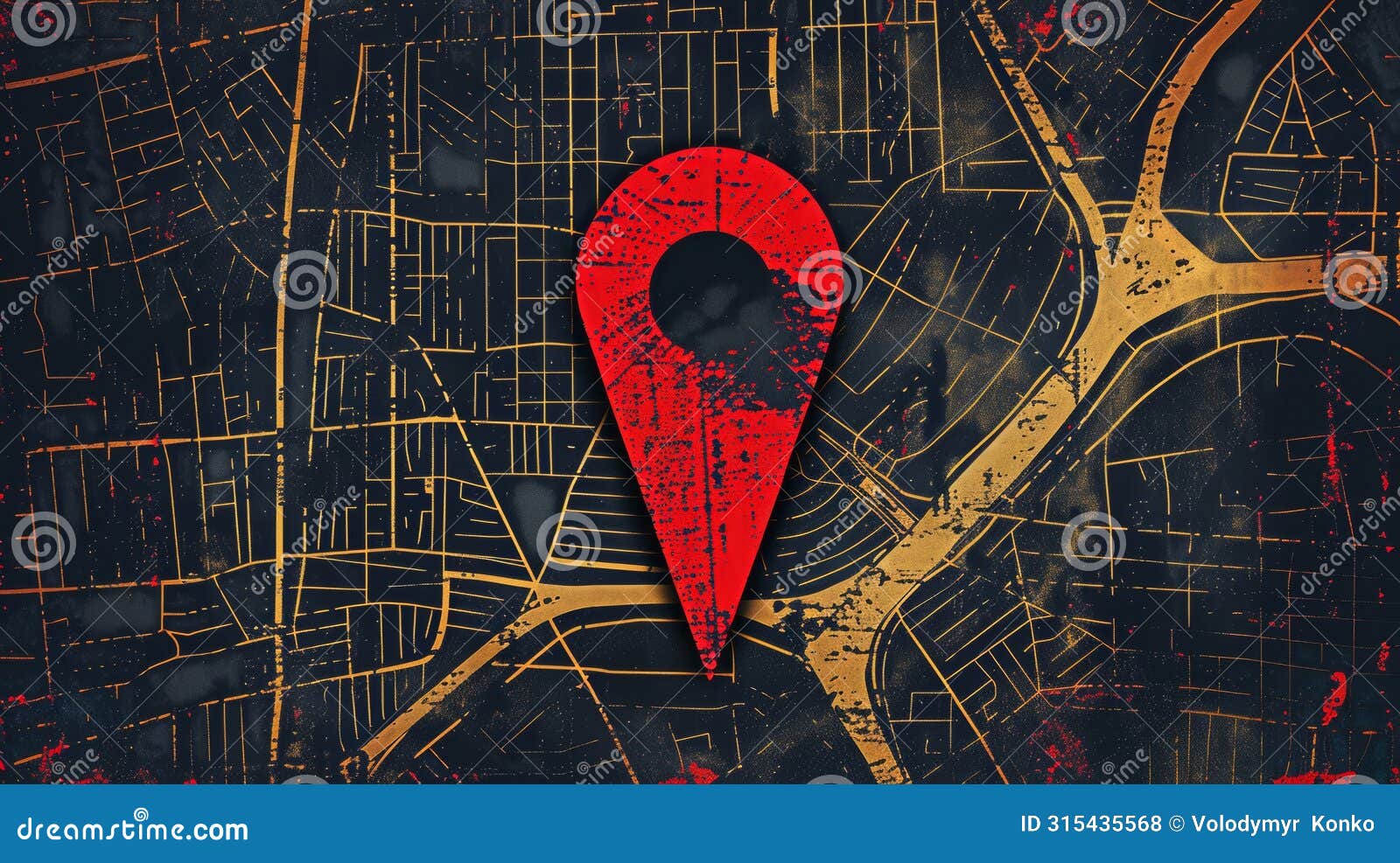 Abstract City Map with Red Location Pointer Stock Photo - Image of ...